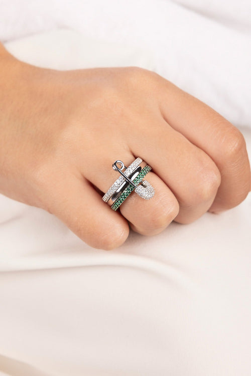 Love, Smile, Bonheur Safety Pin Ring | APM Monaco